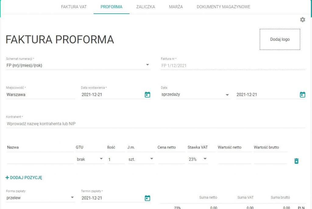 Faktura proforma - Faktura.pl